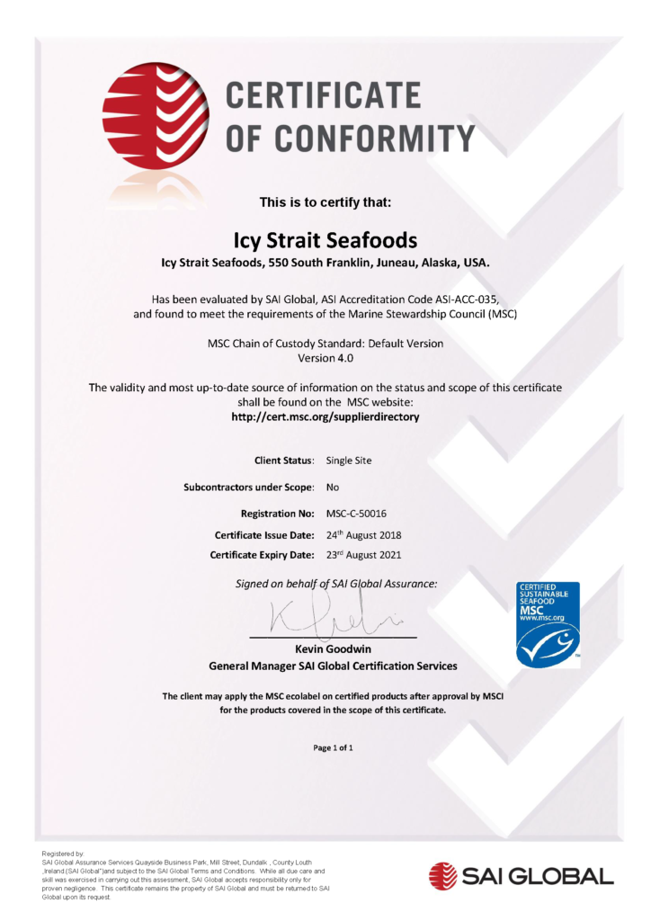 Sustainably Certified Seafood | Our Resources | Icy Strait Seafoods
